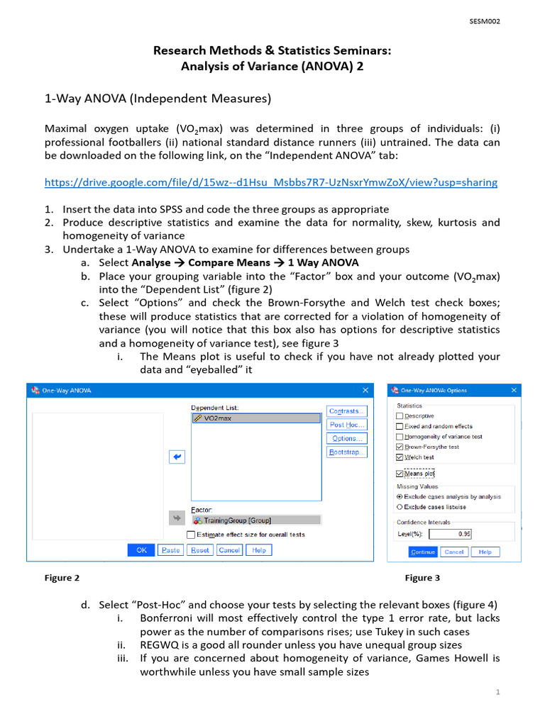 SPSS Worksheet 2 One-way ANOVA | PDF | Analysis Of Variance | Statistics