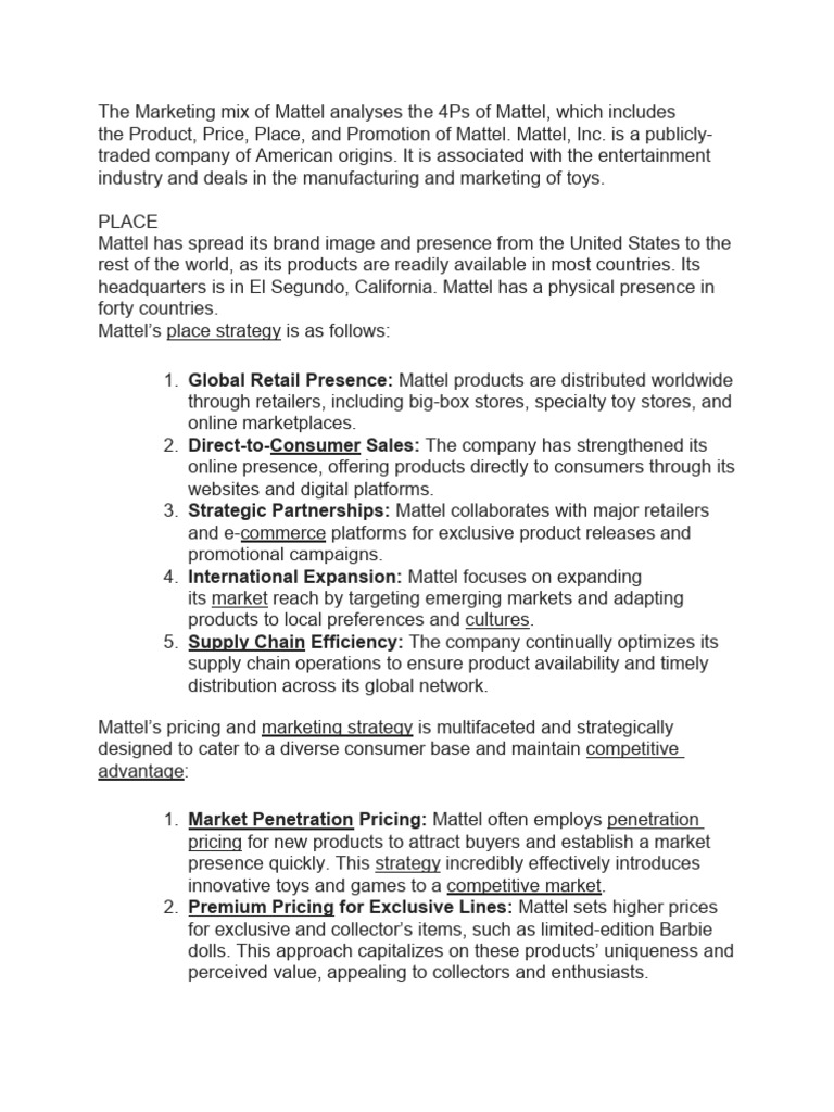 Mattel | PDF | Retail | Pricing