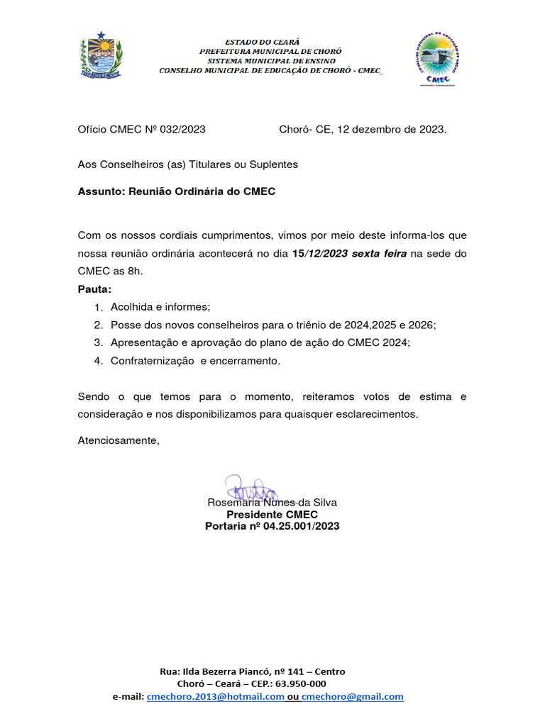 Oficio Cmec #033.2023 | PDF