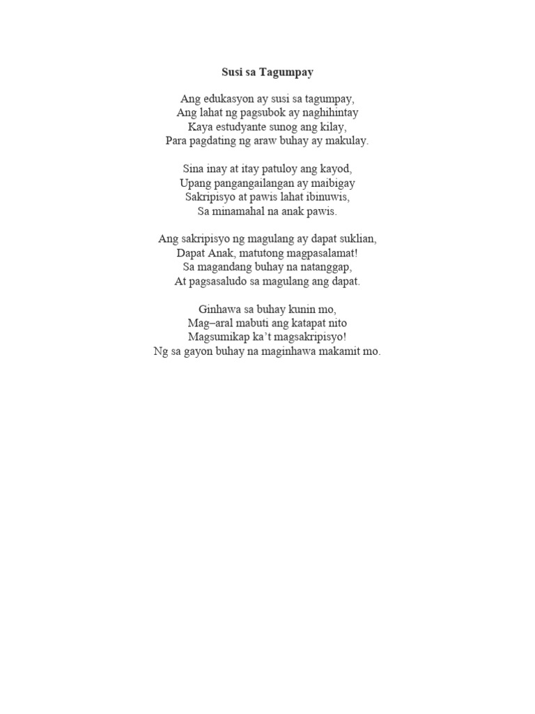 Susi Sa Tagumpay | PDF