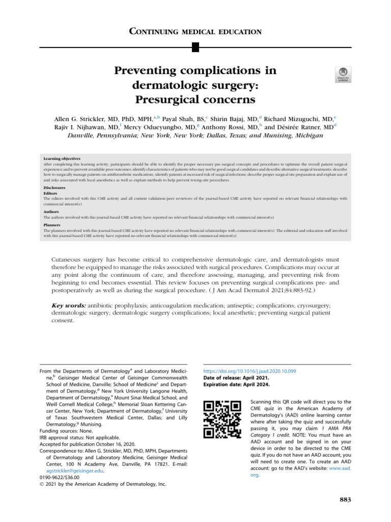 Preventing Complications in | PDF | Skin Cancer | Surgery