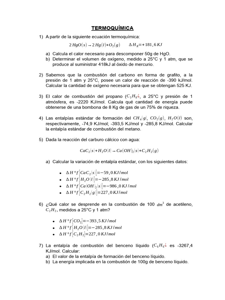 TERMOQUÍMICA | PDF | Combustión | Entalpía