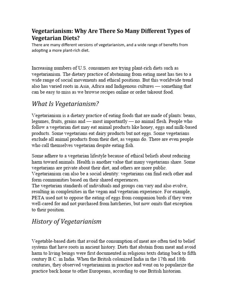 Vegetarianism Why Are There So Many Different Types of Vegetarian Diets ...