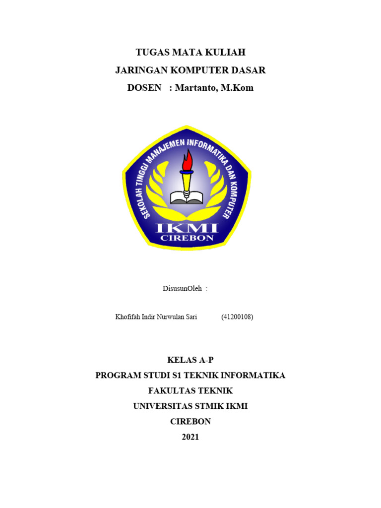 Tugas 1 Matakuliah Jaringan Komputer Dasar Angkatan 2020 | PDF | Computer Network | Internet