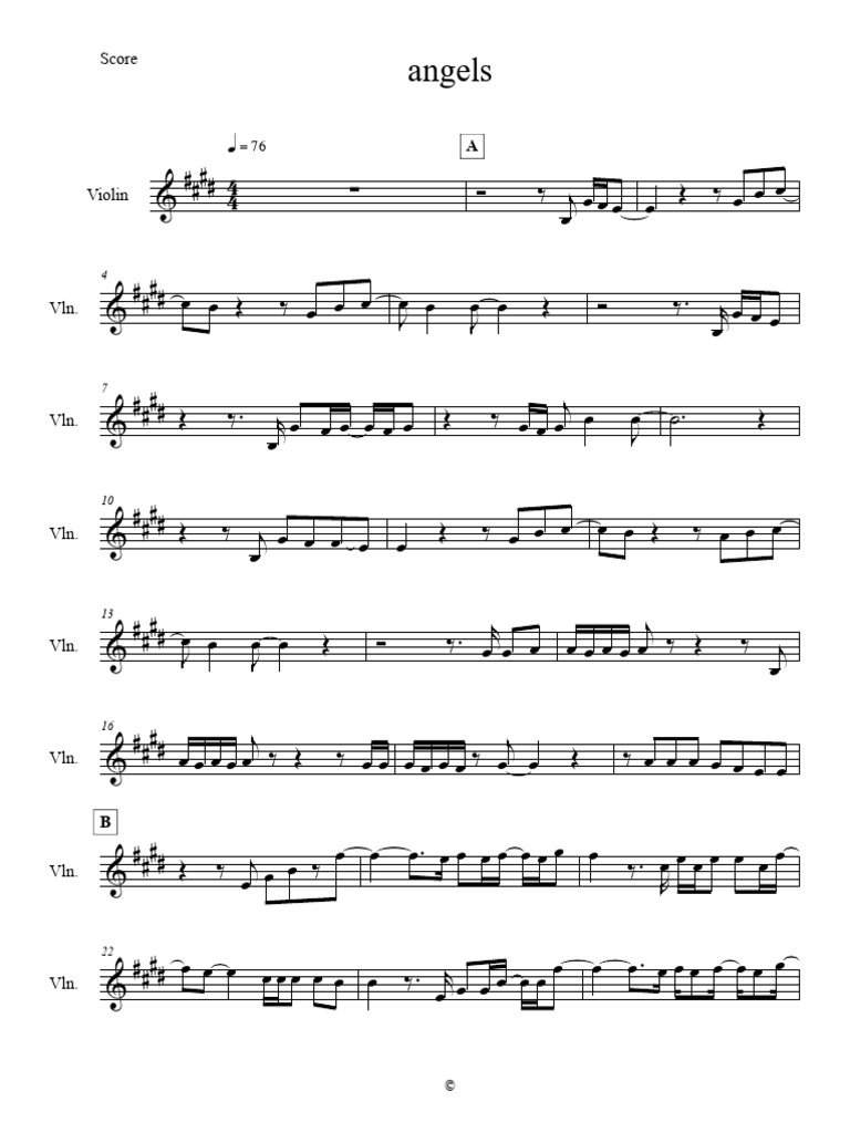Violin Score for "Angels" | PDF