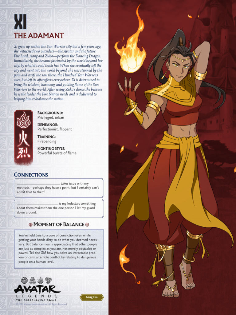 Avatar Legends RPG - Starter Set - Pregens - Aang Era | PDF