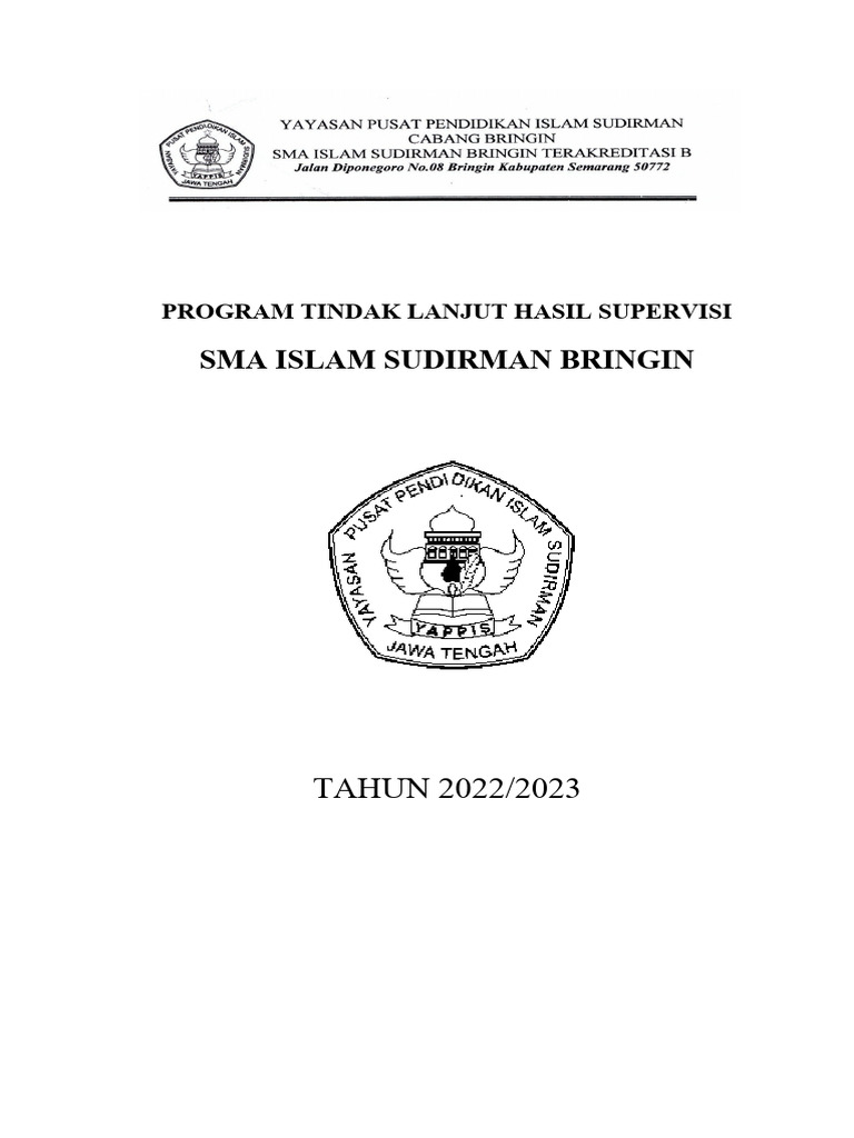 Program Tindak Lanjut Supervisi KS | PDF