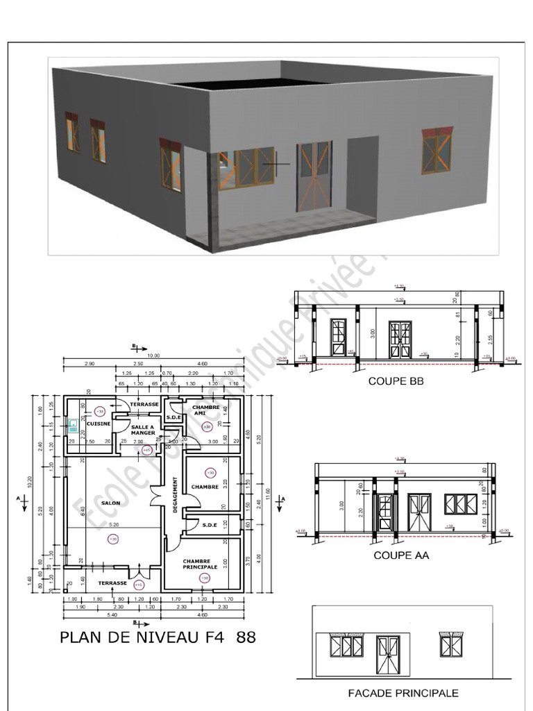 Plan de Niveau Coupe Verticale Et Facade | PDF