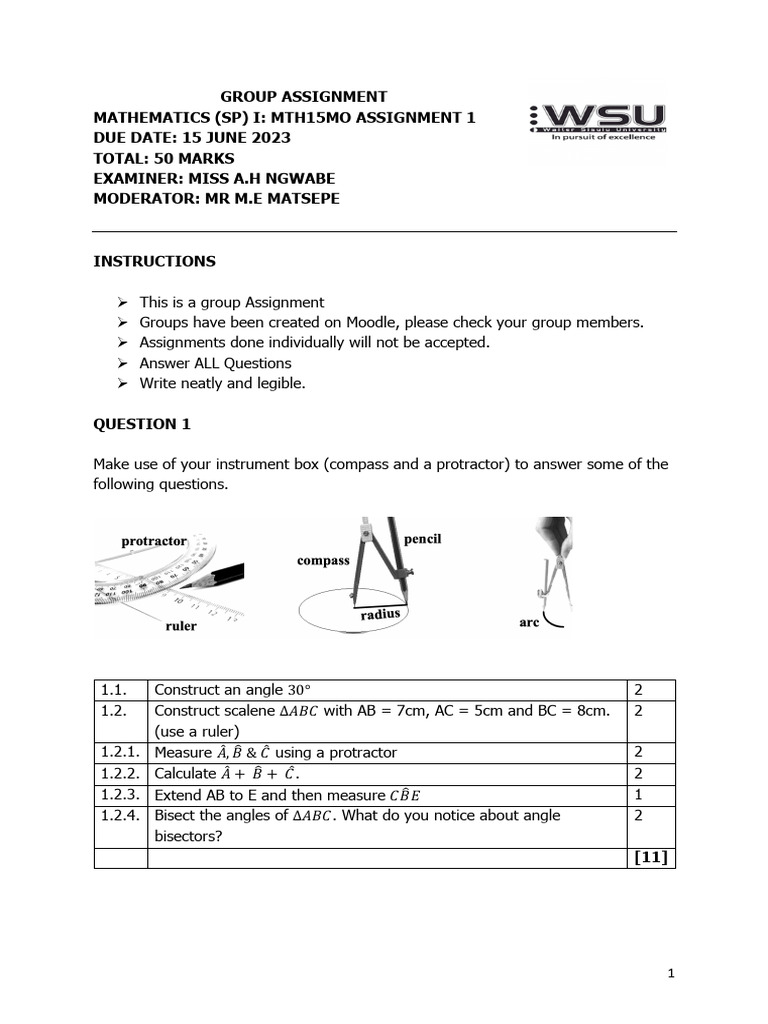 Group Assignment 1 | Download Free PDF | Triangle | Classical Geometry