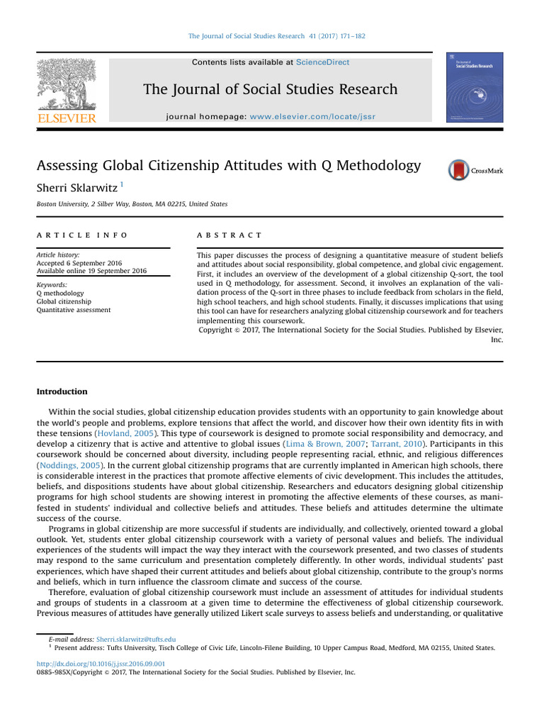 Assessing Global Citizenship Attitudes With Q Methodology | PDF | Attitude (Psychology ...