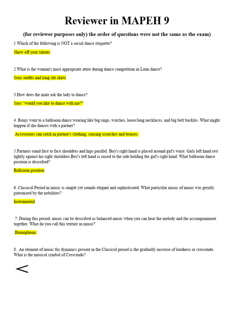 Mapeh 9 Reviewer | PDF | Classical Period (Music) | Baroque