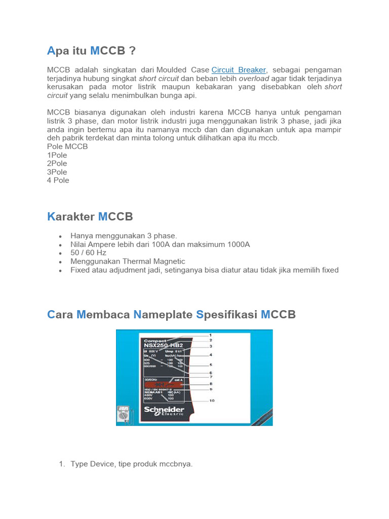 Pengertian dan Cara Setting MCCB | PDF