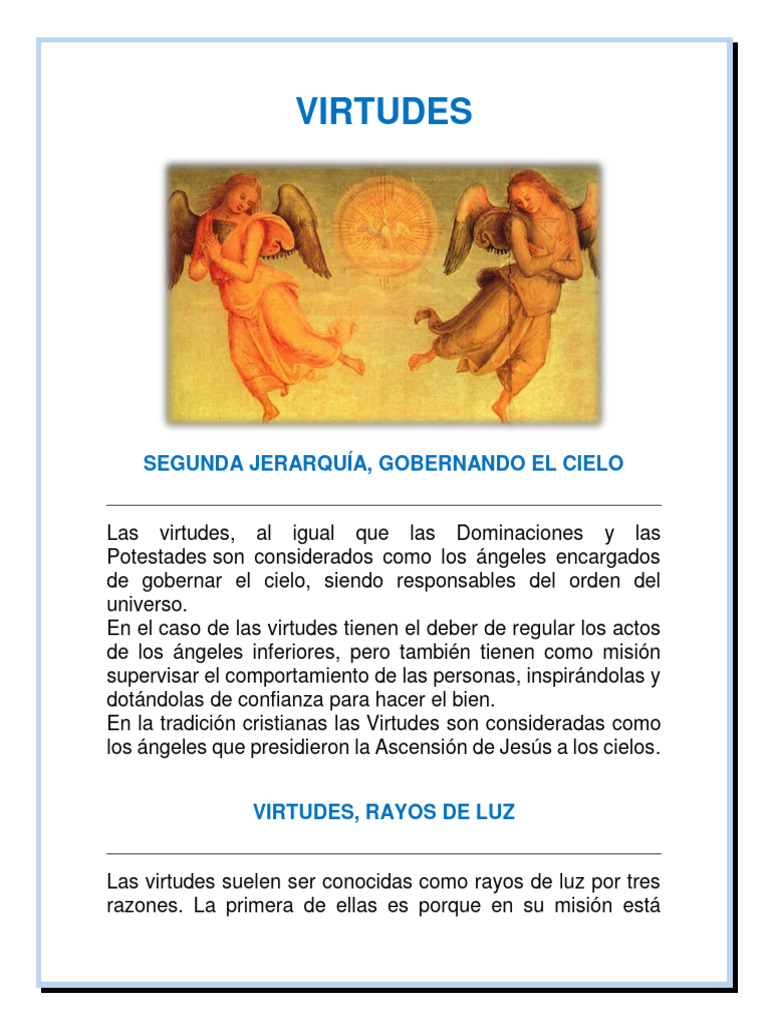 Virtudes: Ángeles de Luz y Apoyo Divino | PDF