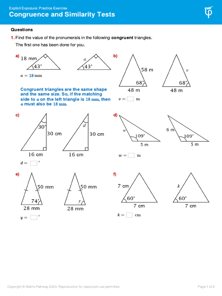 Congruence and Similarity Tests: 18 MM 18 MM M | Download Free PDF ...