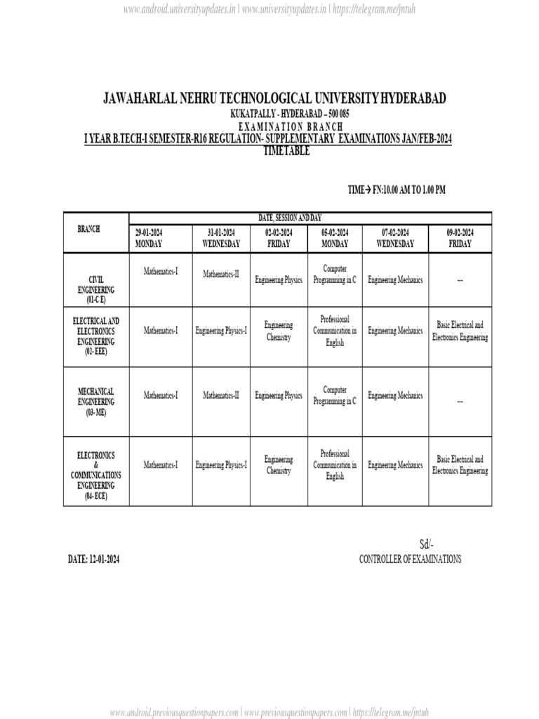 B.tech I-I R16 TimeTable | PDF | Engineering | Electrical Engineering