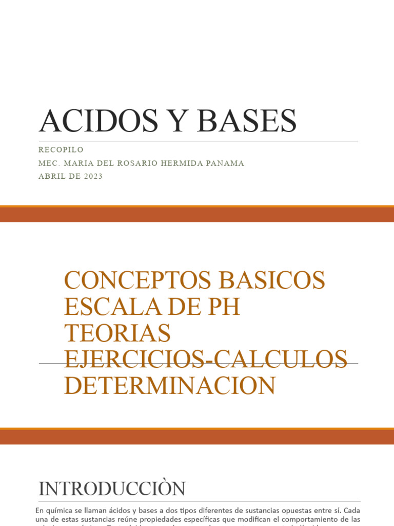 Ácidos y Bases: Conceptos y Teorías | PDF | Ácido | Ph