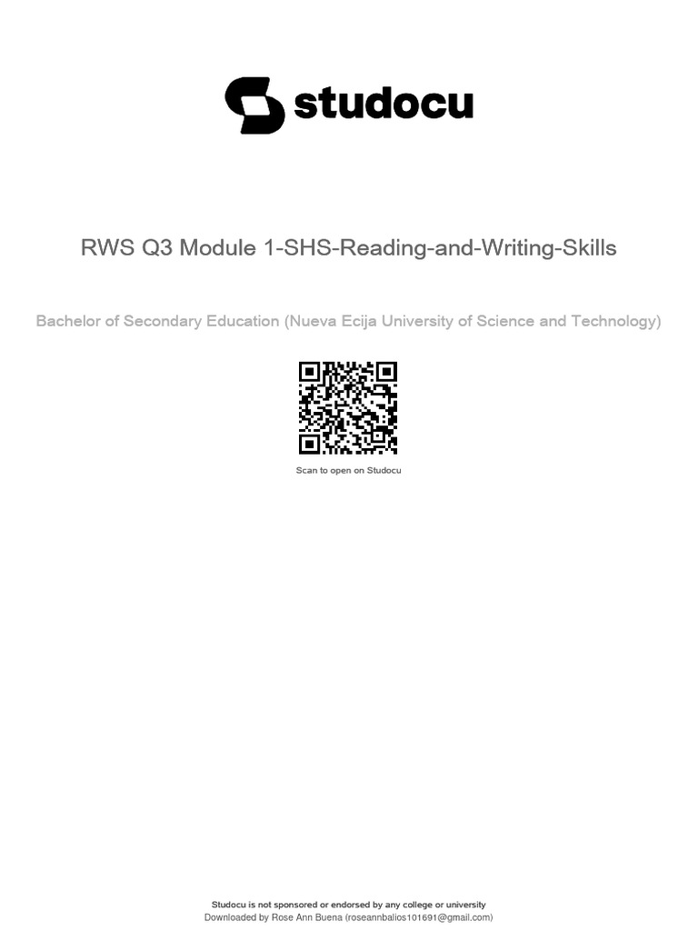 Rws q3 Module 1 Shs Reading and Writing Skills | PDF | Respiratory ...