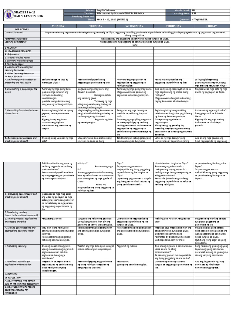 DLL_ESP 3_Q4_W2 | PDF