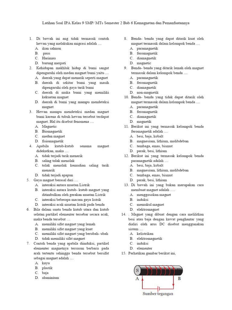 Soal Ulangan Harian Kelas IX D | PDF