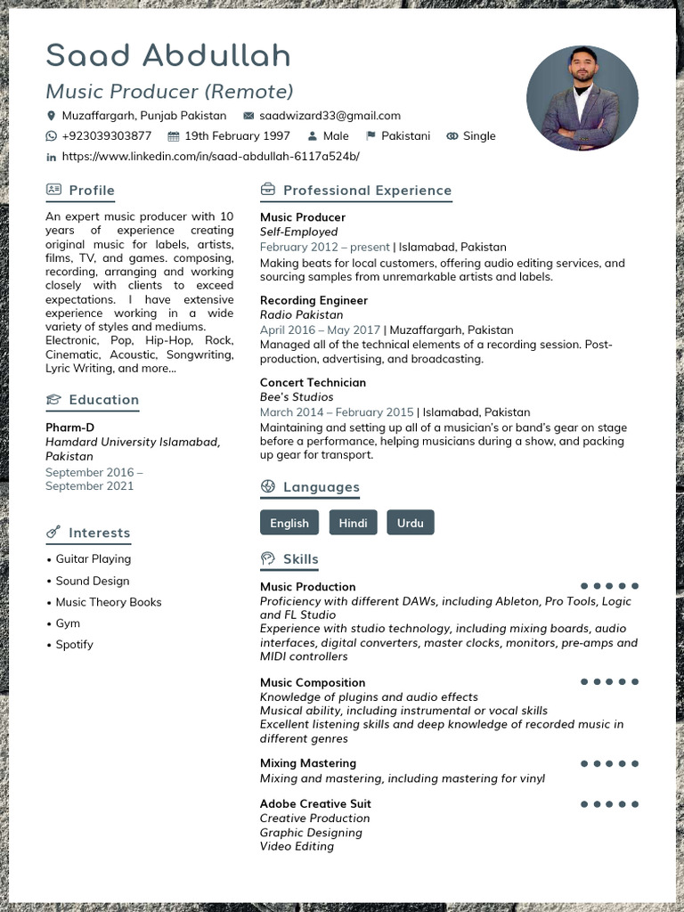 Saad Abdullah - Music Producer - Compressed | PDF | Audio Engineer ...