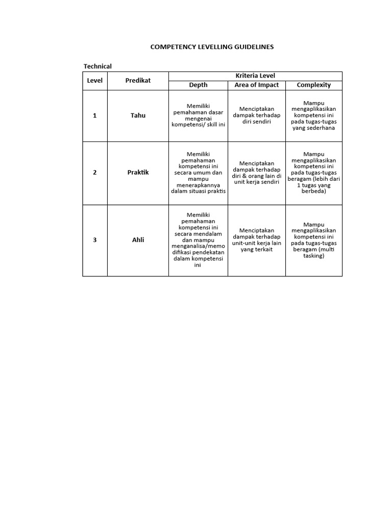 Competency Levelling Guidelines | PDF