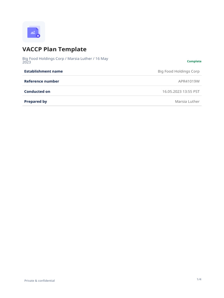 Contoh Template Penyusunan Sistem VACCP | PDF | Risk | Coffee