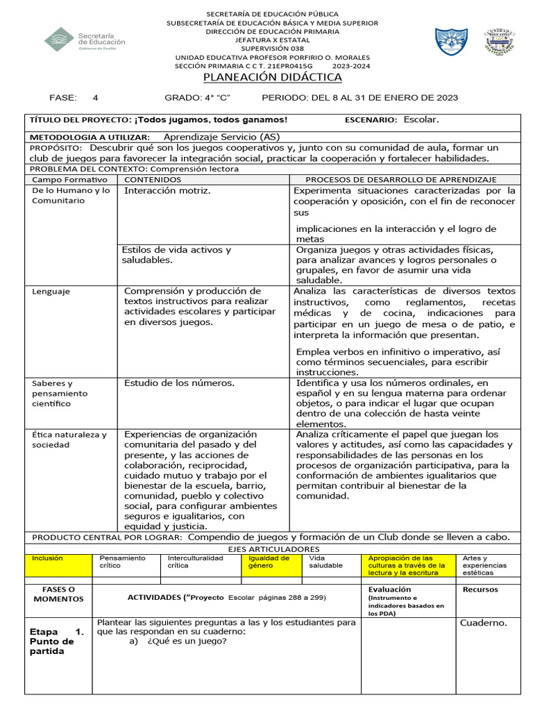 Plan Clase Primaria Segundo Grado | Descargar gratis PDF | Aprendizaje ...