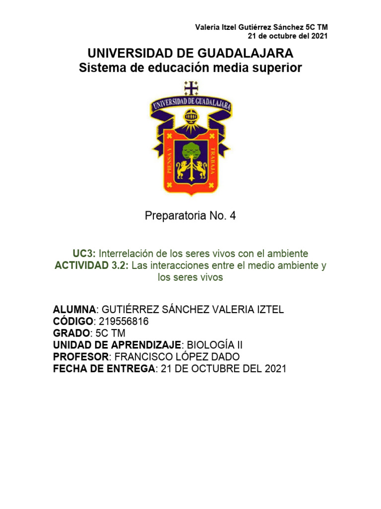 ValeriaGutiérrez U3 Act3.2 | PDF | Plantas | Organismos