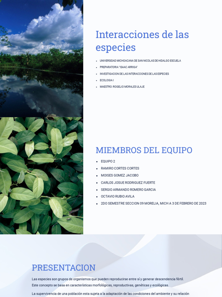 Interaccion Entre Las Especies - Equipo 2 - Secc 09 | PDF | Parasitismo | Simbiosis