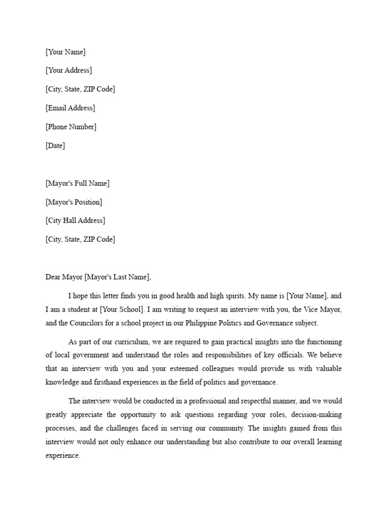 Request for Interview with Mayor | PDF