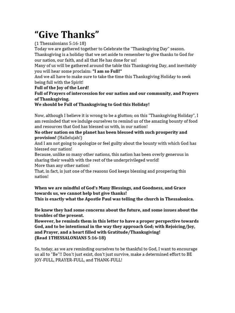 Nov. 10 Give Thanks | PDF | Prayer | God