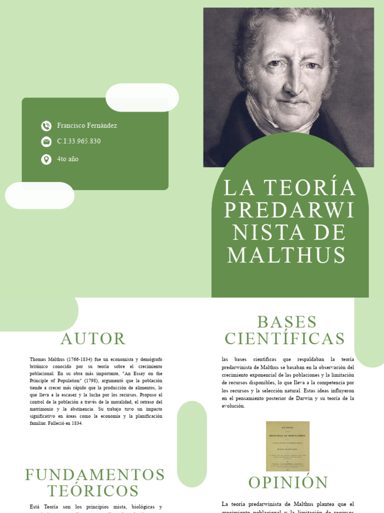 La Teoría Predarwi Nista de Malthus: Francisco Fernández | PDF