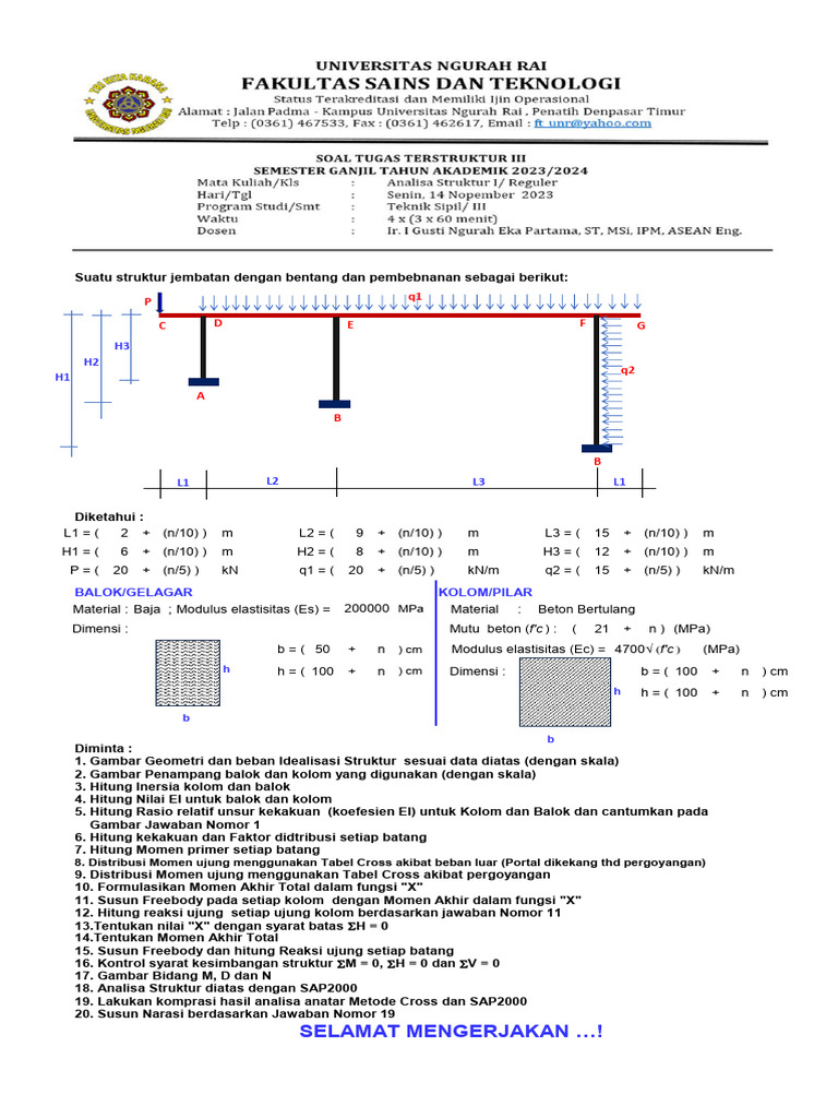 Contoh Penyelesaian Tugas 3 - Metode Cross Untuk Portal Dengan ...