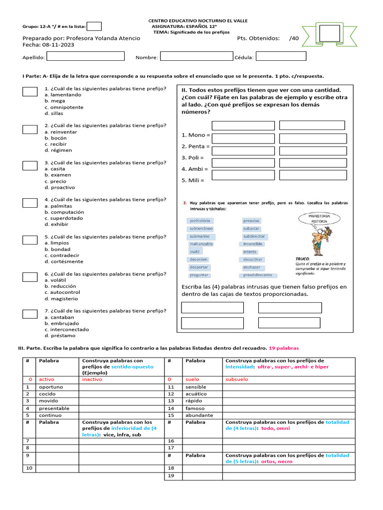 Prefijos en Español para Estudiantes | PDF