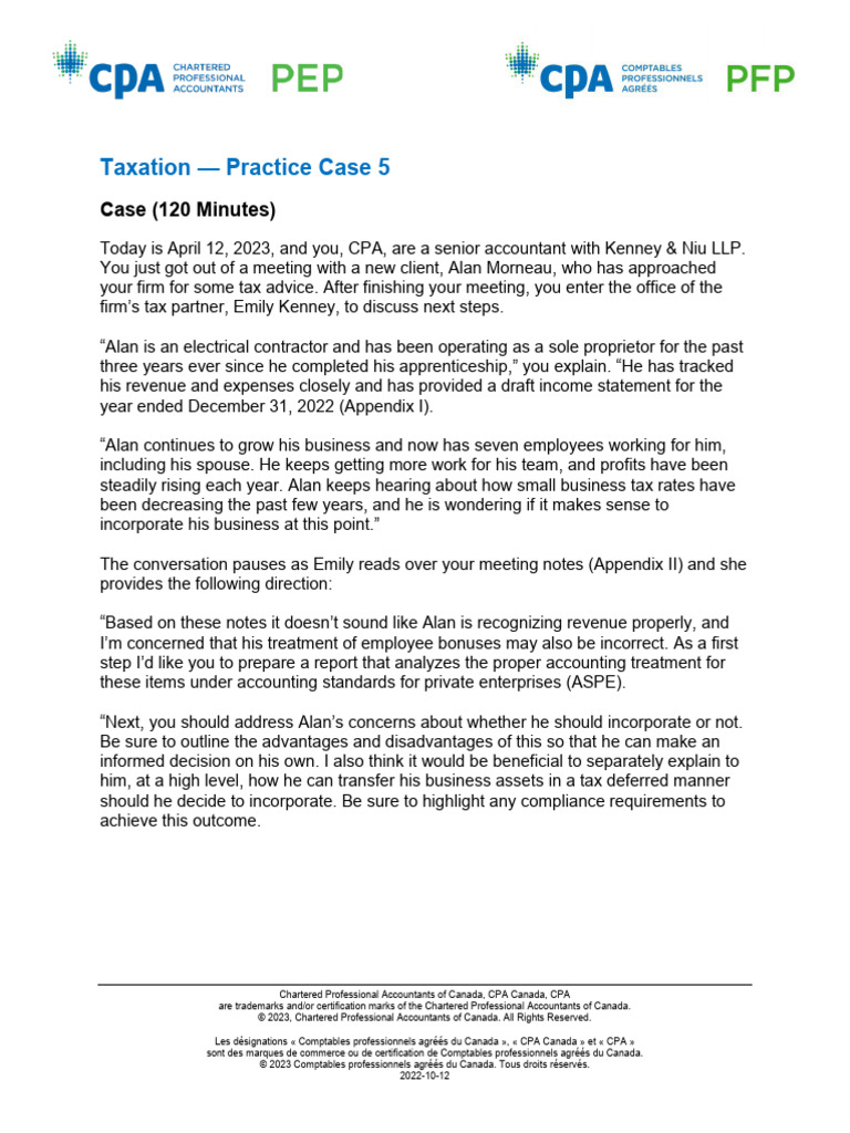 TXN-2301E-PC05.Case | PDF | Taxes | Expense