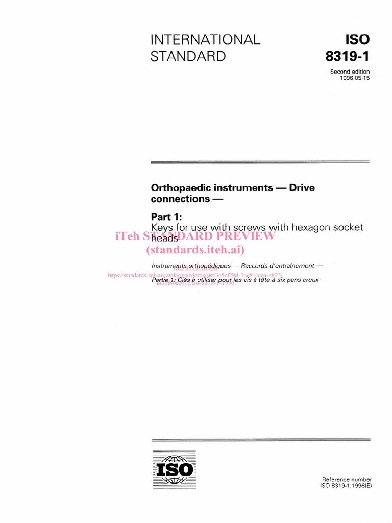 Iso 8319 1 1996 | PDF | Screw | International Organization For Standardization