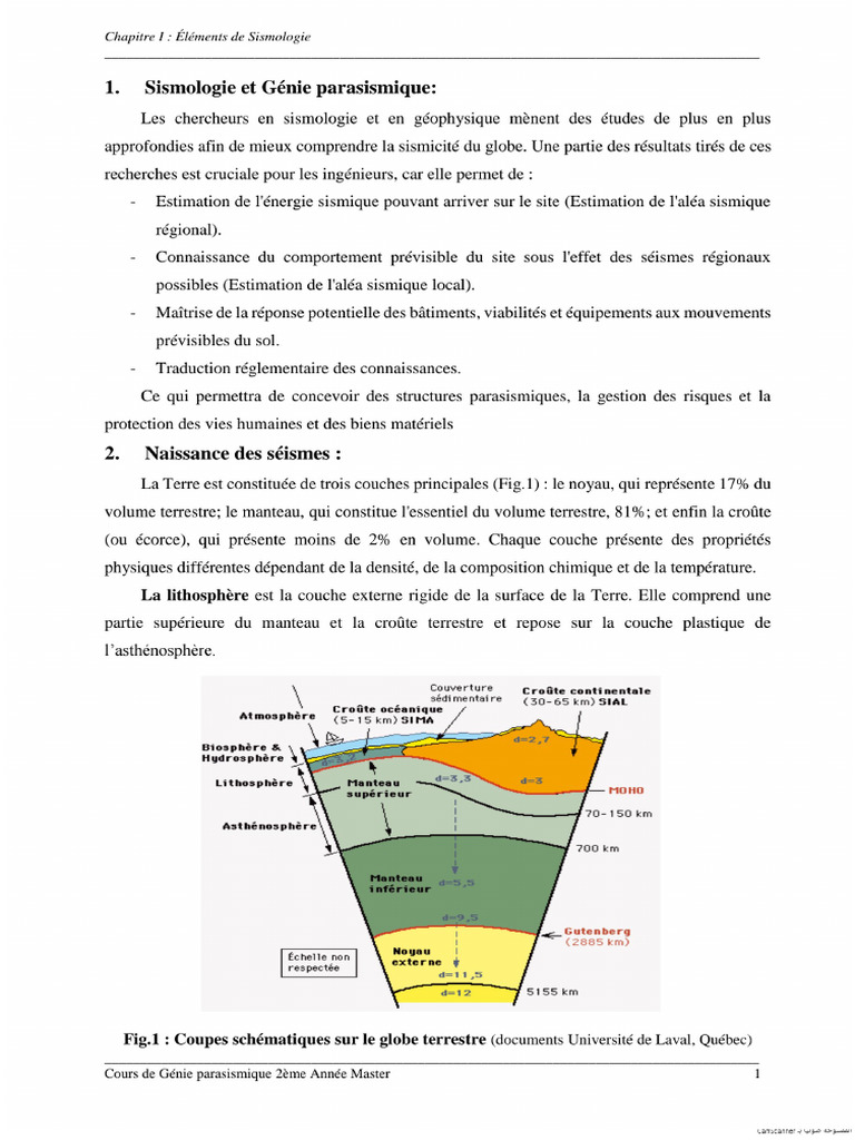 Chapitre 1 Eléments de Sismologie | PDF