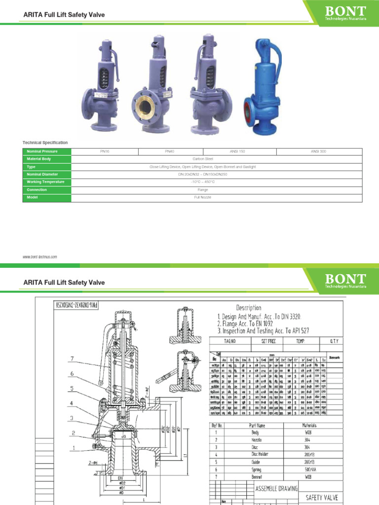Katalog BONT-Full Lift Safety Valve | PDF | Valve | Chemical Engineering