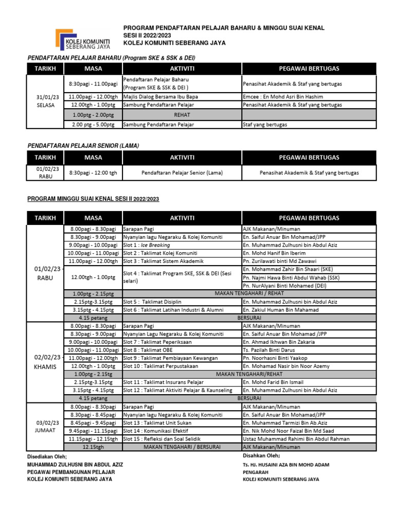 JADUAL PINDAAN_MSK SESI 2 2022 2023 | PDF