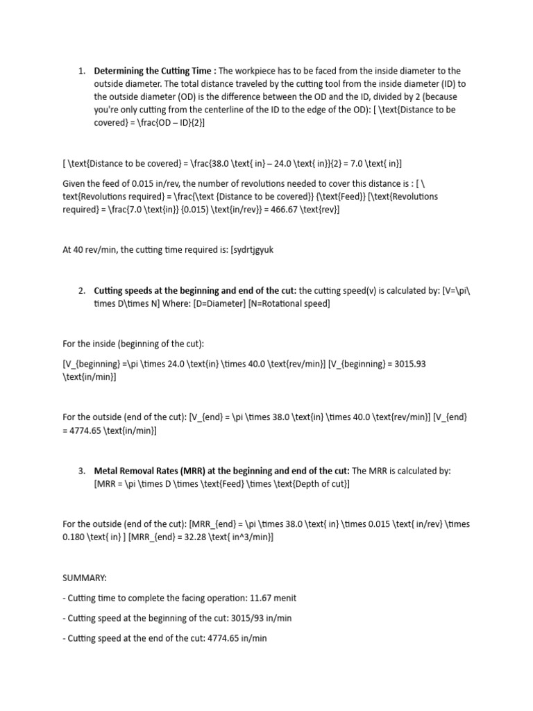 Cutting Time and Speed Calculations | PDF | Materials | Building Materials