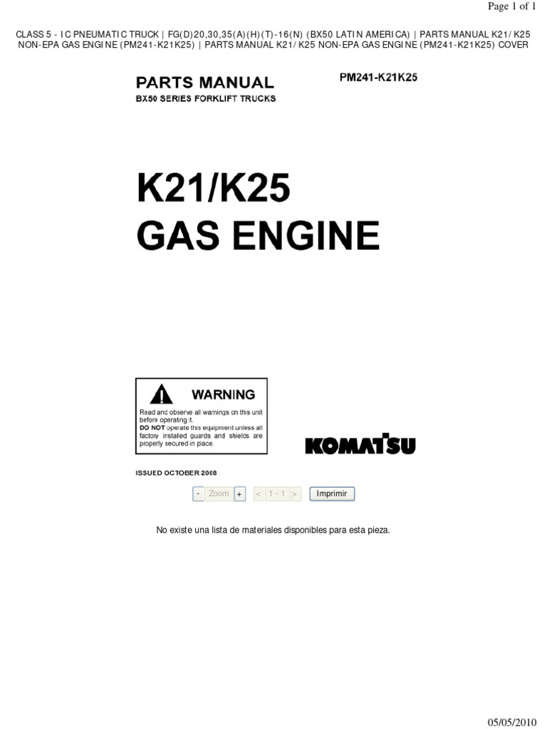 Parts Manual k21-k25 Non-Epa Gas Engine | PDF | Throttle | Valve