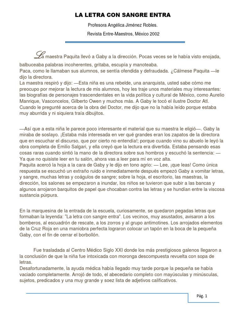 La Letra Con Sangre Entra Pdf
