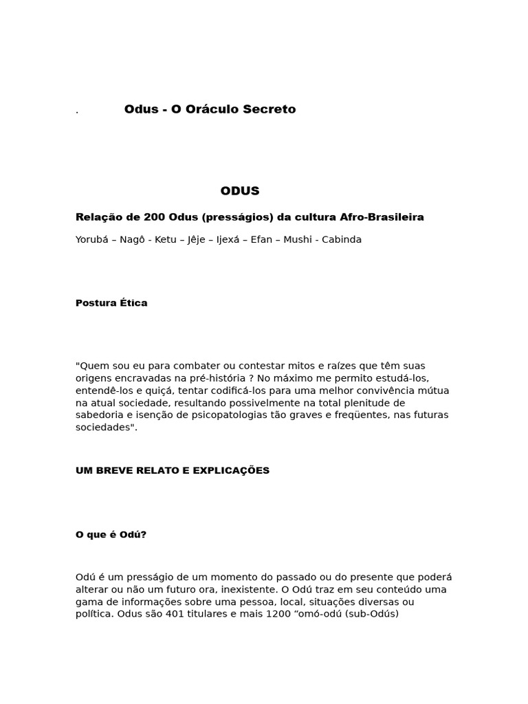 Odus - O Oráculo Secreto - Autor Desconhecido | PDF | Radioatividade ...