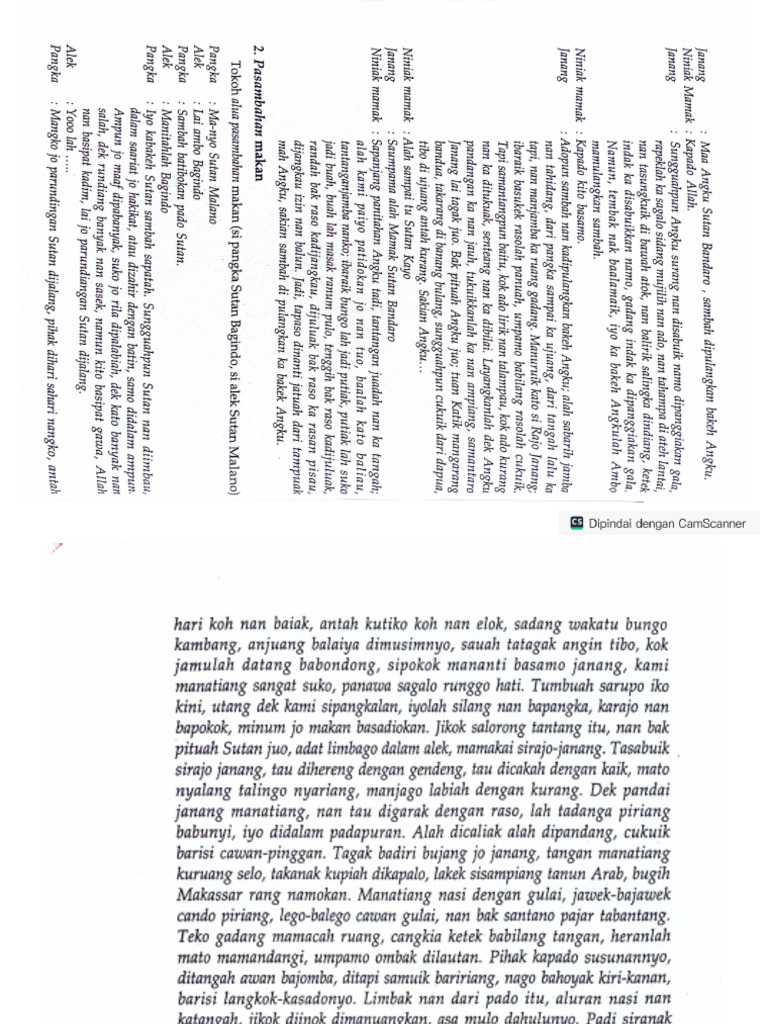 Contoh Alua Pasambahan Janang, Makan Dan Urak Selo (Kato Pasambahan) | PDF
