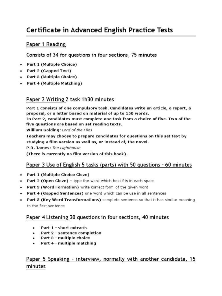 CAE Exam Details | PDF | Foreign Language Studies