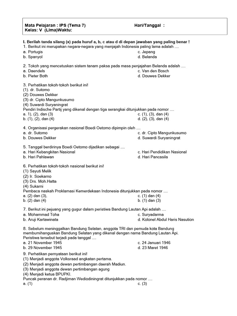 Soal Ips Kelas 5 Tema 7 Pdf