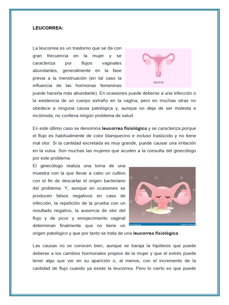 Leucorrea: Causas y Tratamientos | PDF | Menstruación | Vagina