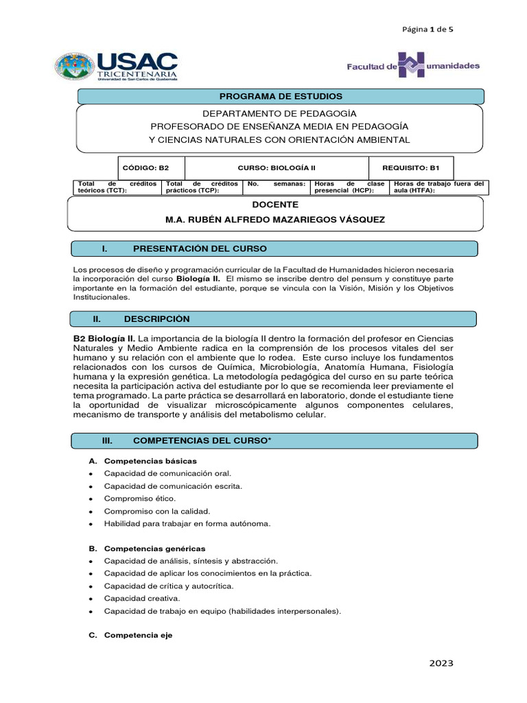 PROGRAMA B2 Biología II | PDF | Cromosoma | Biología Celular)