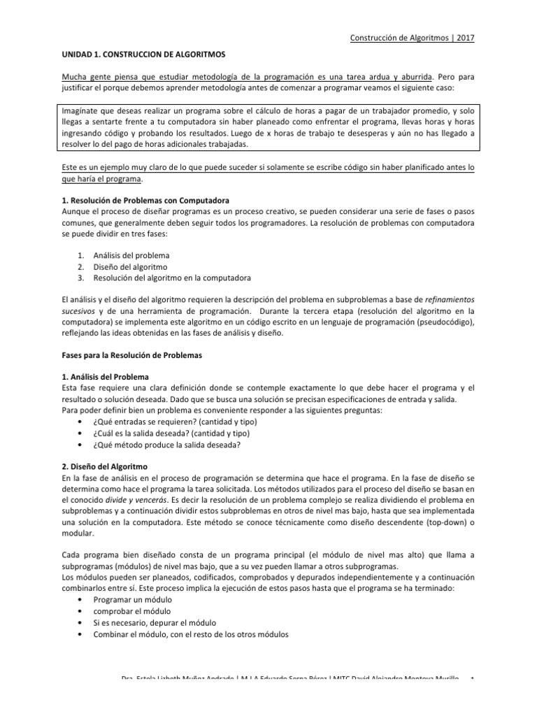 U1 ConstruccionAlgoritmos | PDF | Programación | Programa de computadora