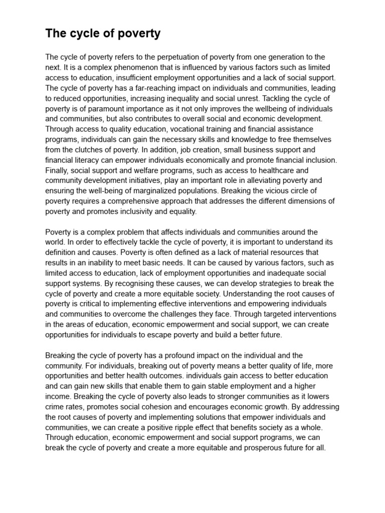 Cycle of poverty essay | PDF | Poverty | Poverty & Homelessness